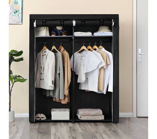 Penderie Portable Avec Barre De Suspension, 140 X 43 X 174 Cm, Noir ...
