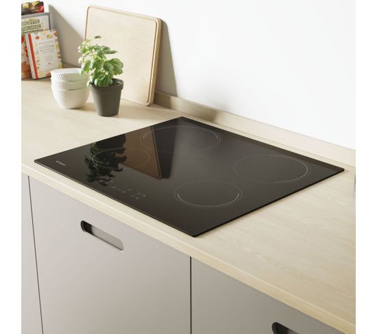 Table vitrocéramique CANDY CC64CH 4 foyers Noir - Plaque vitrocéramique BUT