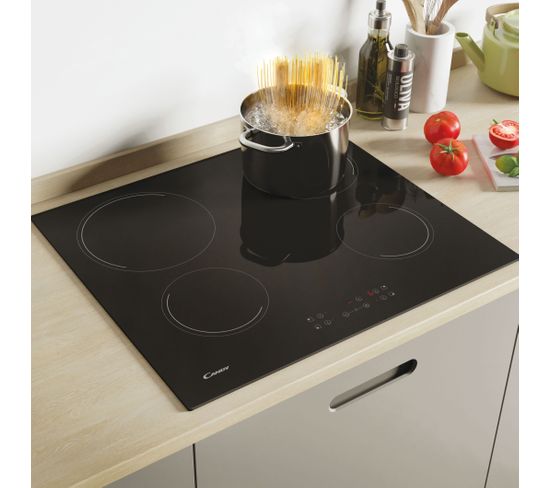 Table vitrocéramique CANDY CC64CH 4 foyers Noir - Plaque vitrocéramique BUT