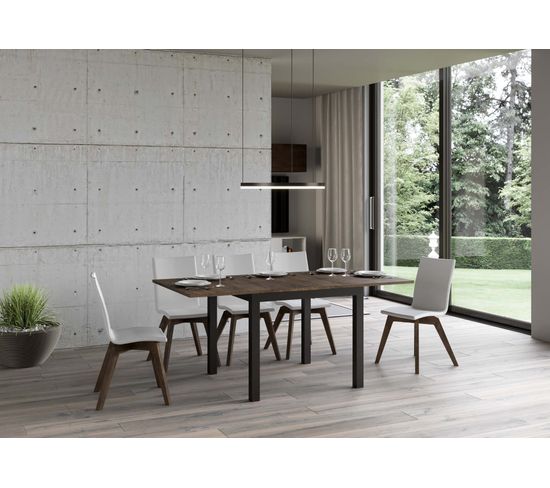 Table Extensible 90x90/180 Cm Everyday Libra Noyer Cadre Anthracite ...