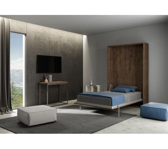 Lit Escamotable Vertical 120 Kentaro Noyer - Lit BUT