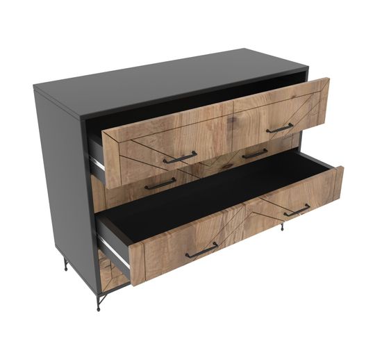 Commode Design Bois Comfort - L. 80 X H. 100 Cm - Gris Anthracite ...