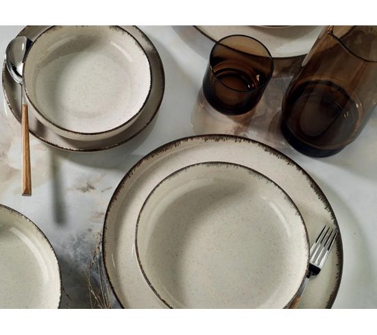 Service Vaisselle En Porcelaine 18 Pièces - Crème - Sancha - Assiette BUT