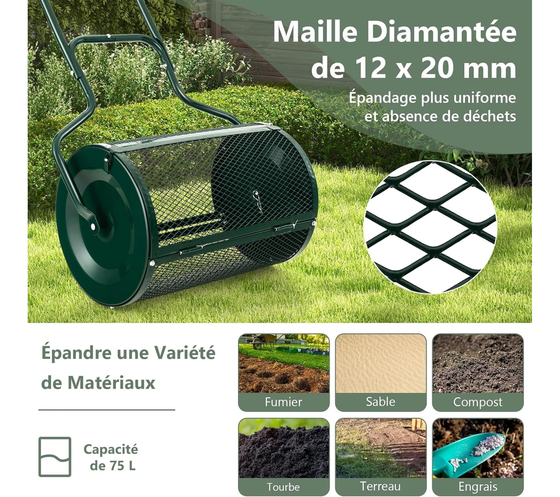 Épandeur à Compost De 60 Cm Rouleau En Treillis Métallique, Épandeur De ...