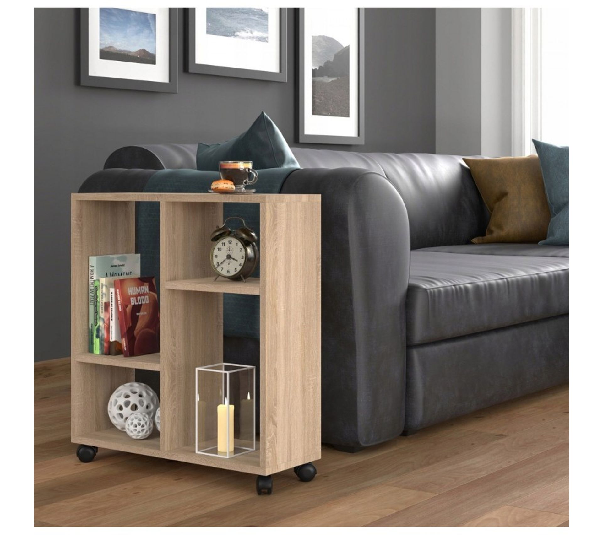 Table Basse Organisateur 60x20x65cm(lxpxh)trasco 2 Sonoma Sur Roulettes ...