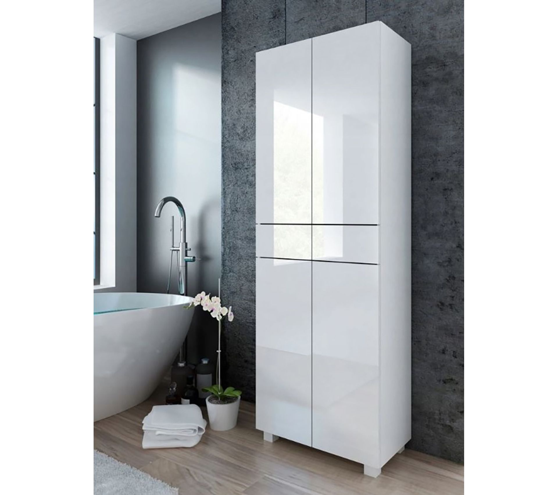 Colonne Pureza 60 Cm - Blanc Laqué/bm Salle De Bain Suspendue Ou Posée - Colonne de salle de ...