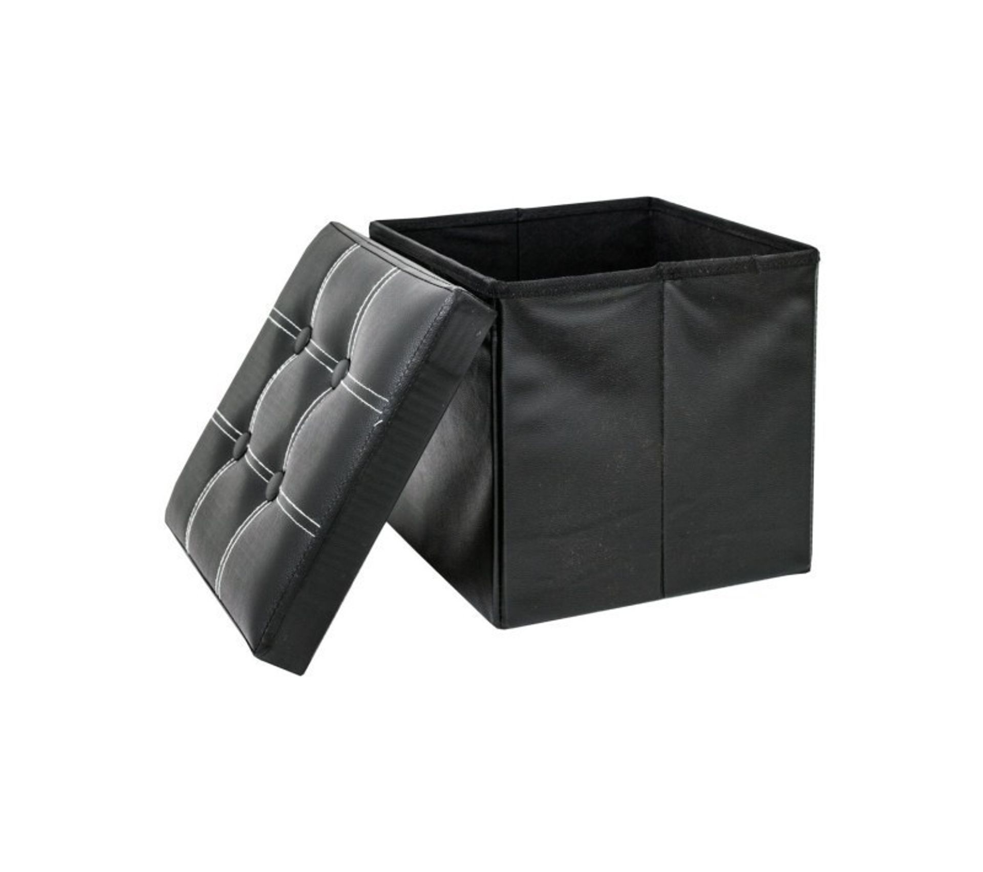 Pouf Coffre De Rangement Carre Synthétique Noir 30x30x30 - Pouf - Poire BUT