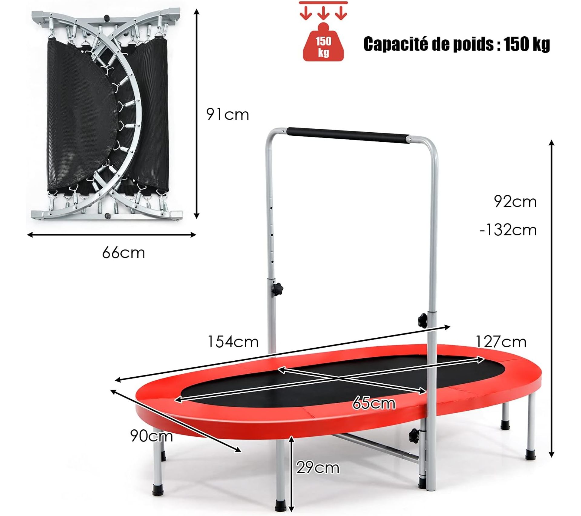 Trampoline Pliable Pour 2 Enfants Intérieur/extérieur Rouge ...