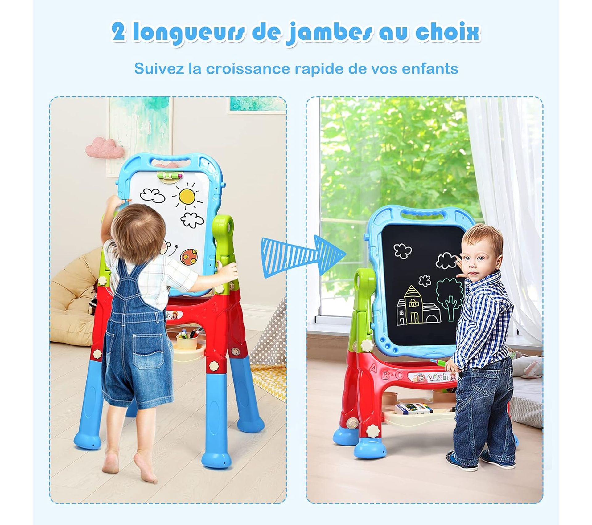 Tableau Enfant Chevalet 2 Face: Tableau Blanc Et Tableau à Craie Pour ...
