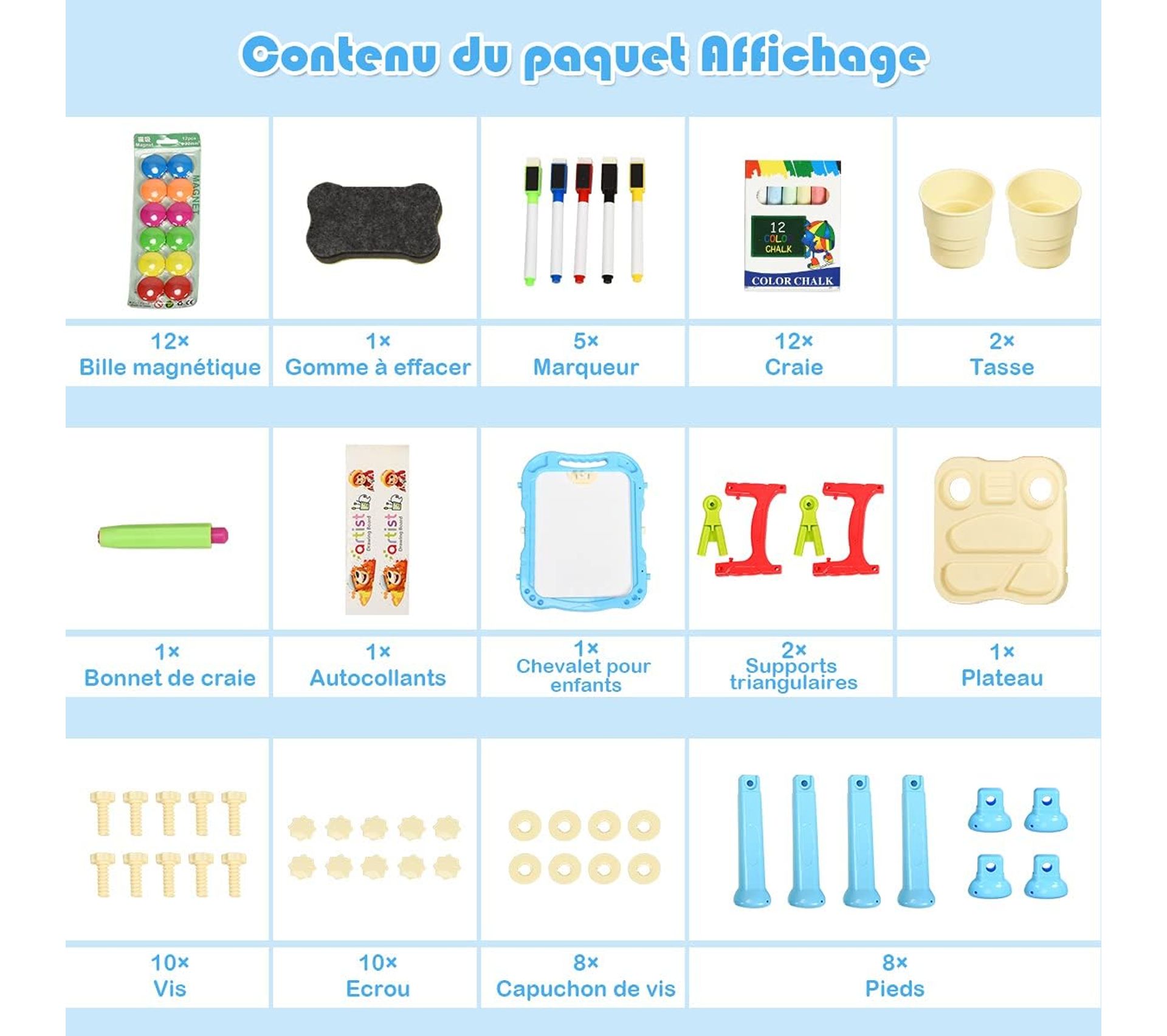 Tableau Enfant Chevalet 2 Face: Tableau Blanc Et Tableau à Craie Pour ...