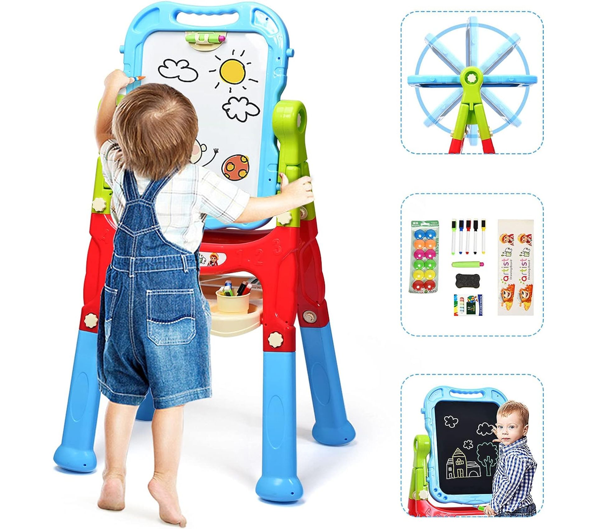 Tableau Enfant Chevalet 2 Face: Tableau Blanc Et Tableau à Craie Pour ...