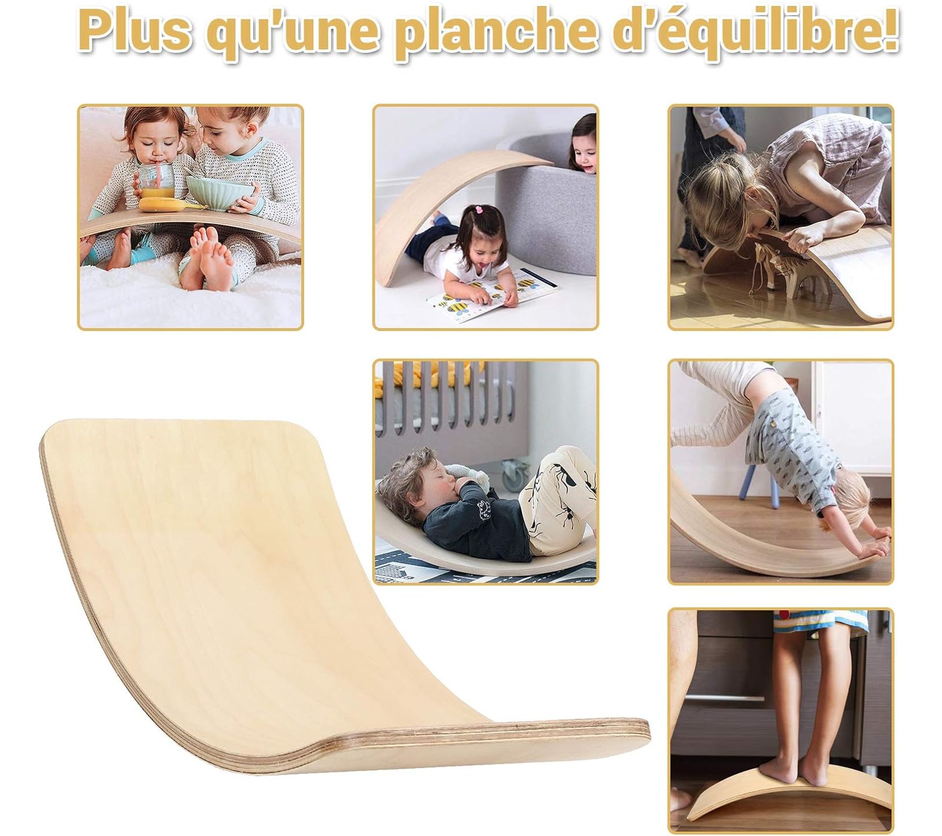 Planche à Bascule En Bois Incurvée Avec Feutre Charge 220kg Pour Yoga ...