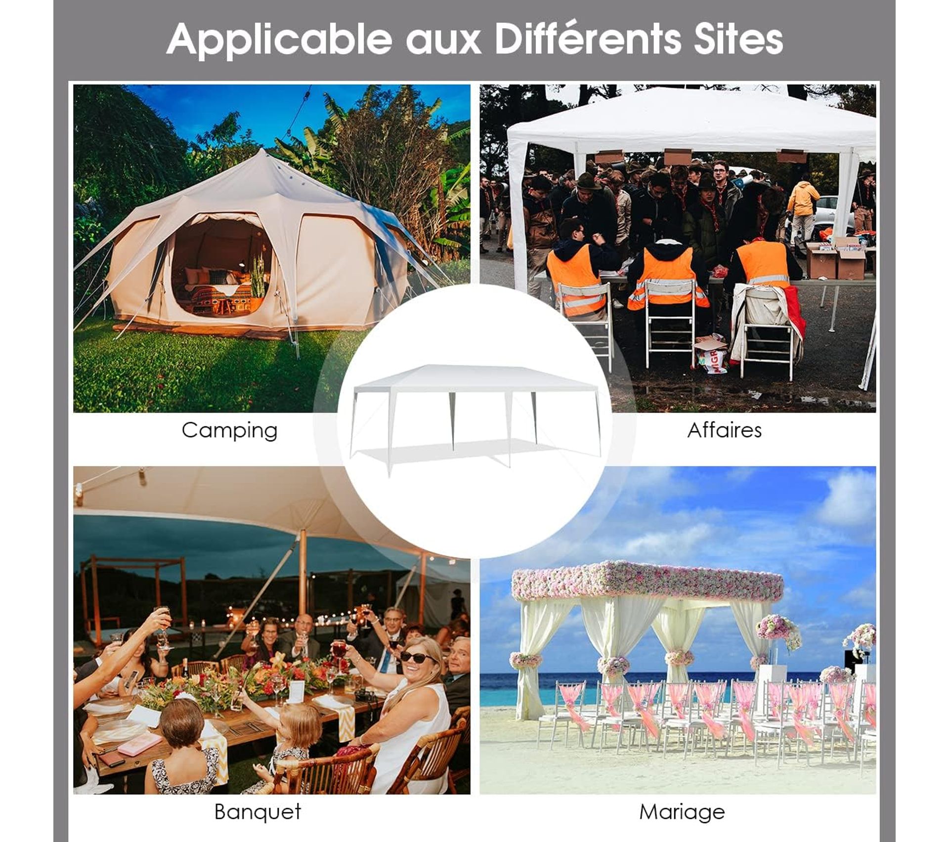 Tonnelle De Jardin 3 M X 6 M Étanche/tente De Réception/barnum En Tube ...