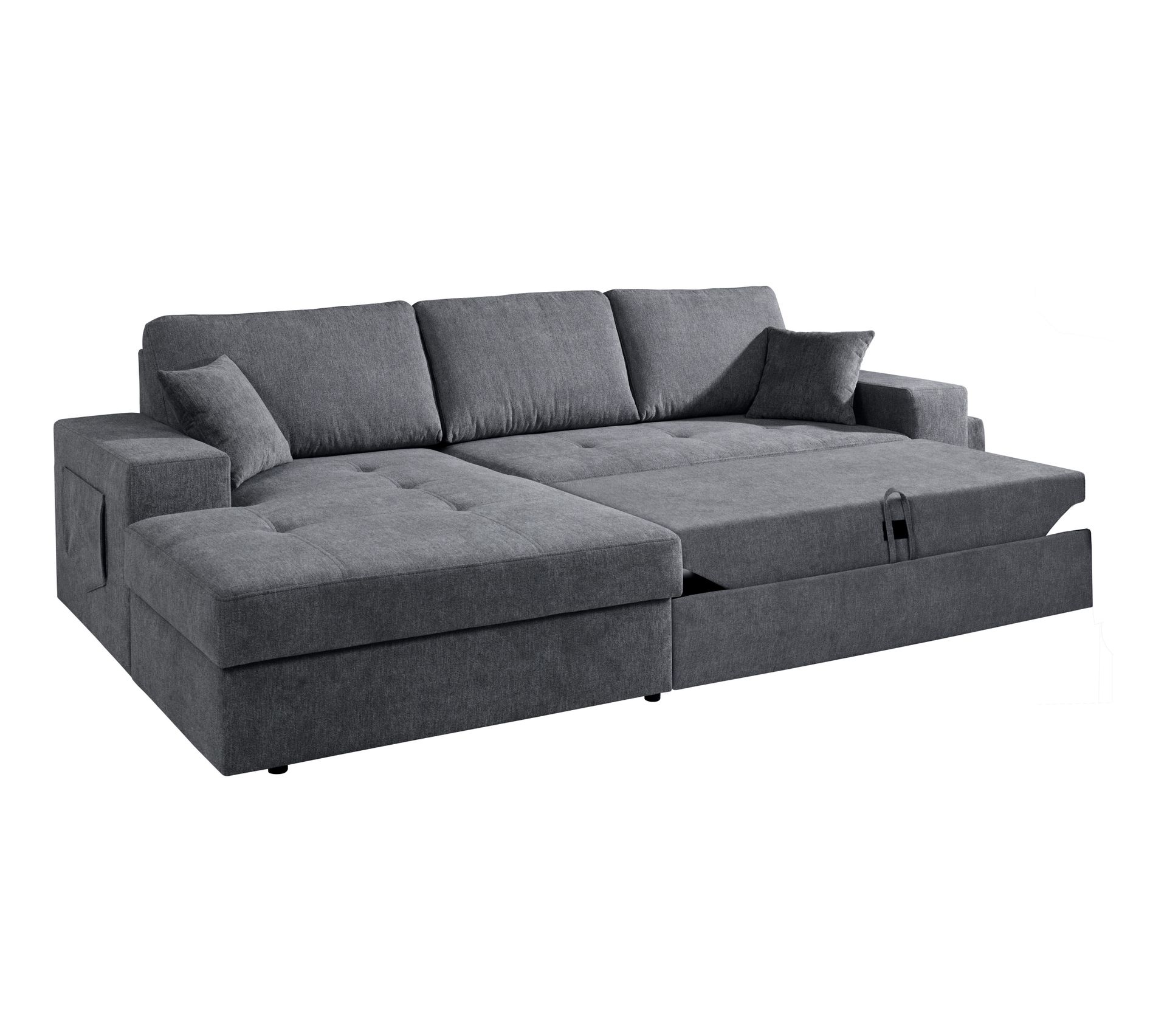 Canapé d'angle convertible méridienne gauche ALICIA tissu Alfa gris ...