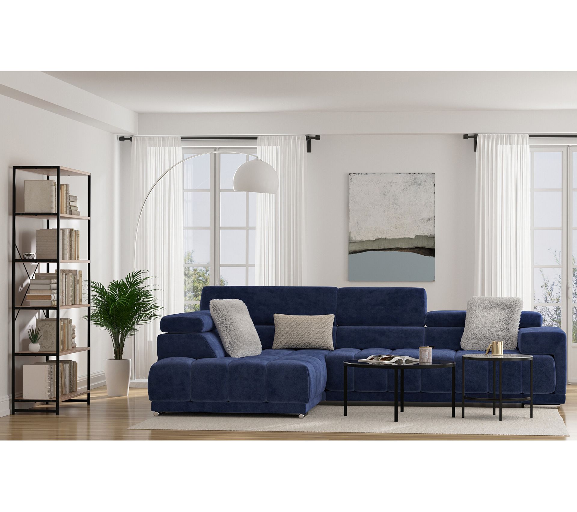 Canapé d'angle gauche relax pack full option OCEAN tissu Salsa navy ...