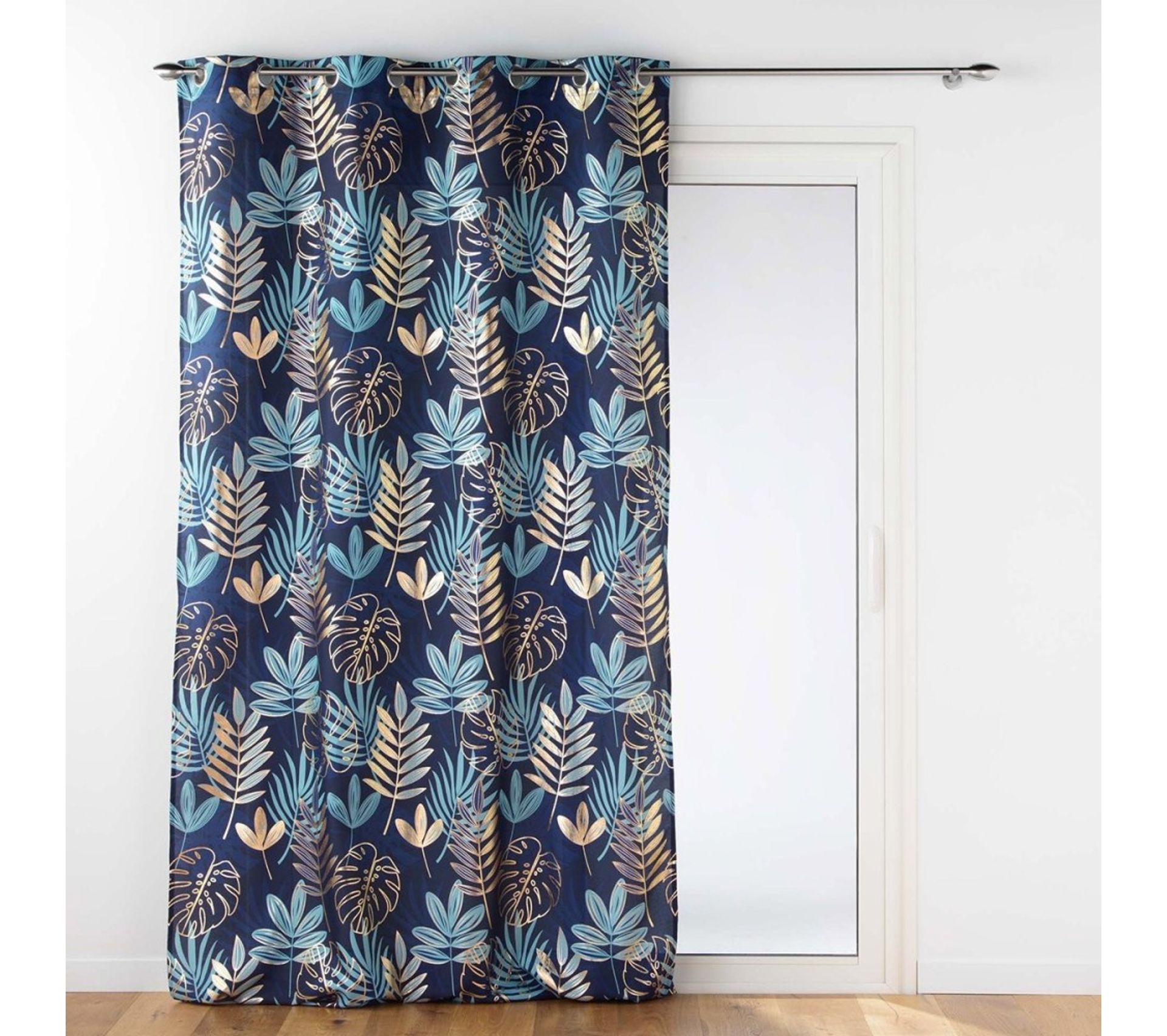 Rideau À Oeillets 140x260 Métallisé Ornella Bleu - Rideau BUT