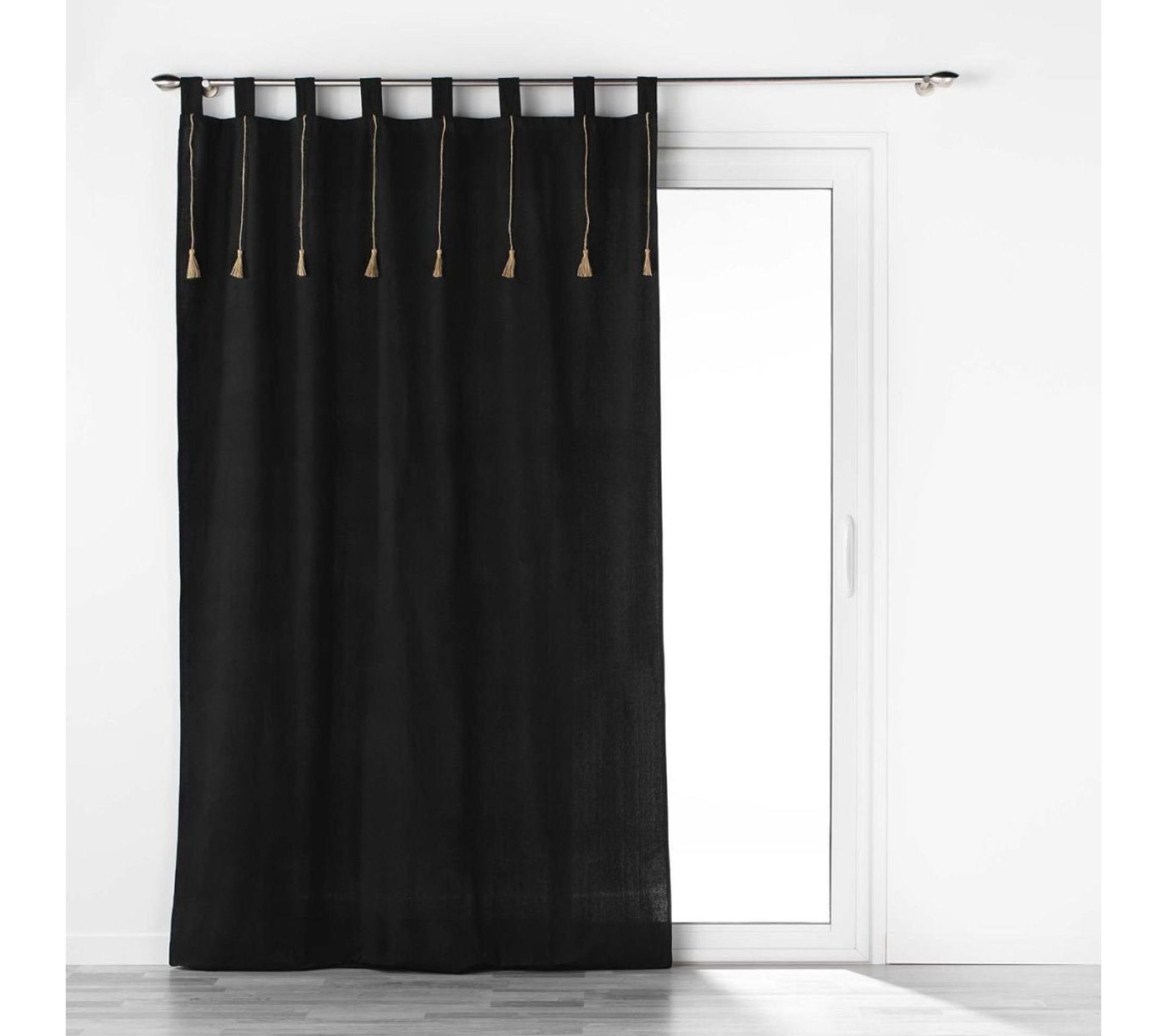 Rideau À Passants 140x240 Uni Filine Noir - Rideau BUT