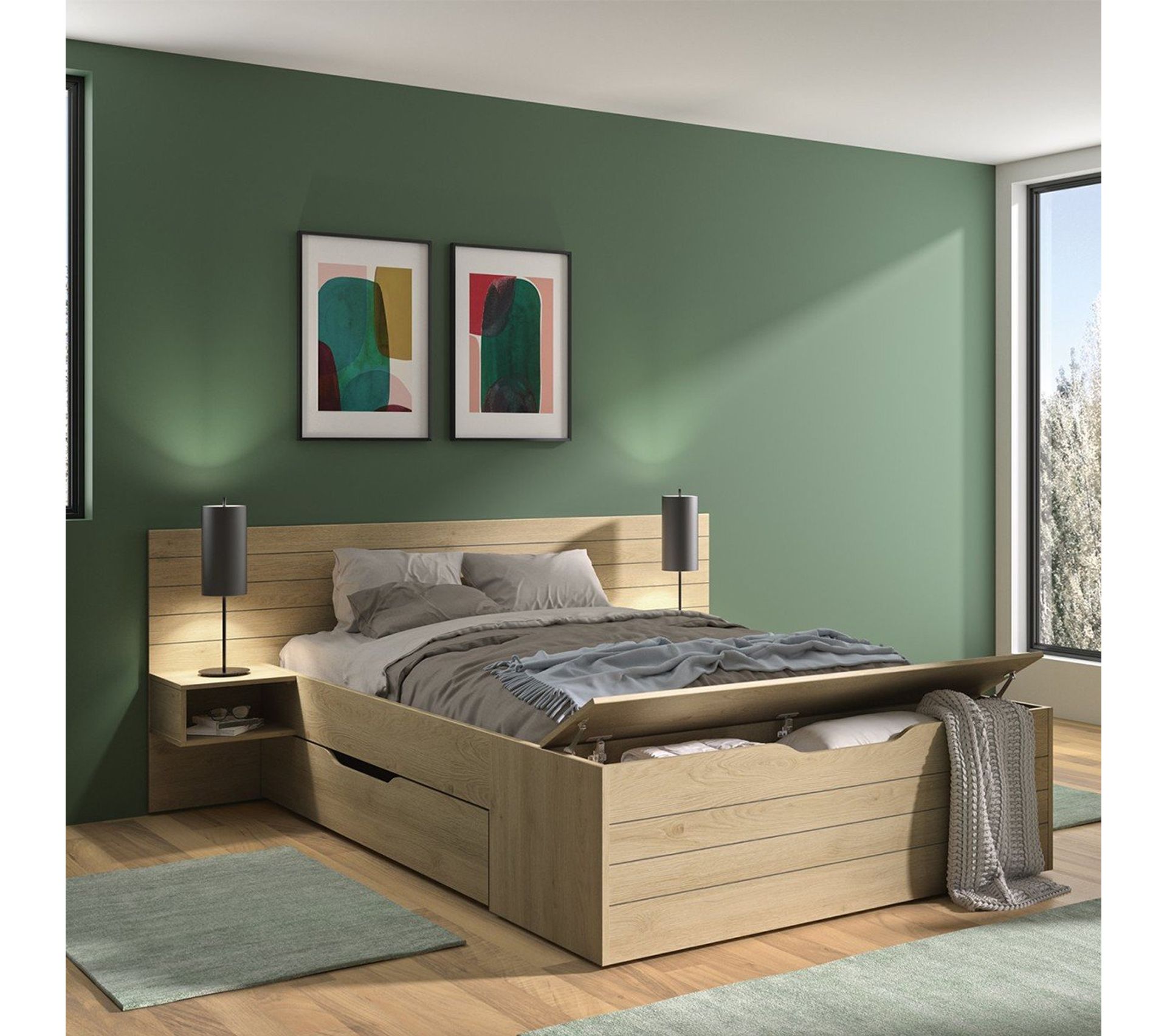 Lit Coffre 140x190 Delta - L217 X H90 X P221 Cm - Lit BUT