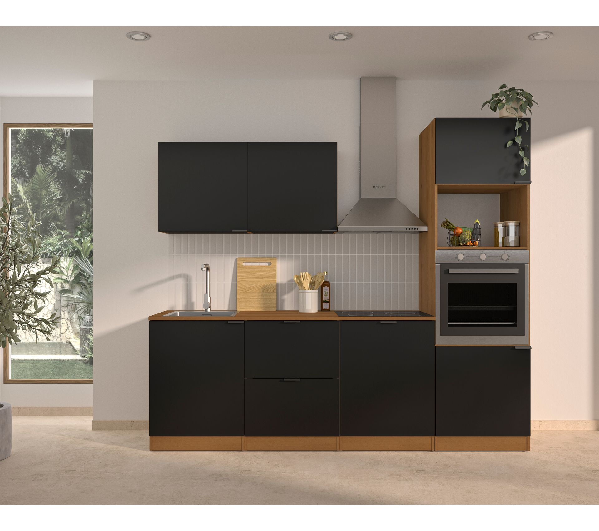 Bas 60 cm 1p EDEN chêne - gris - Meuble bas de cuisine BUT