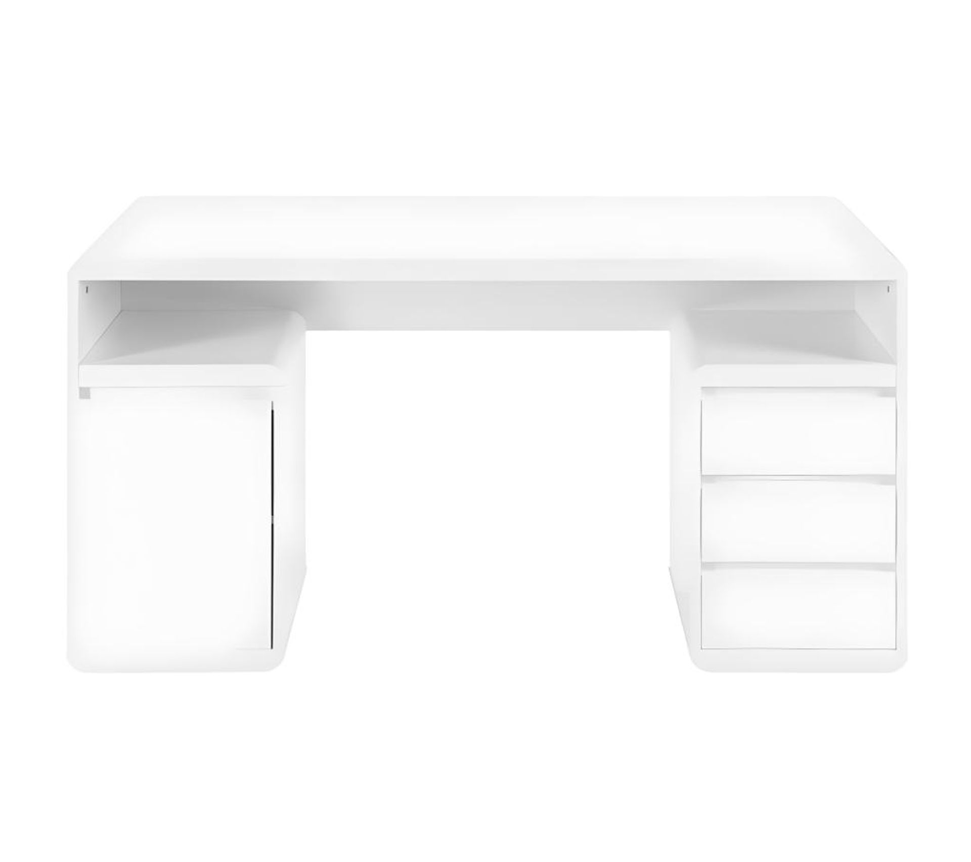 Bureau Avec Rangements Serguei - Mdf Laqué Blanc - Bureau - Secrétaire BUT