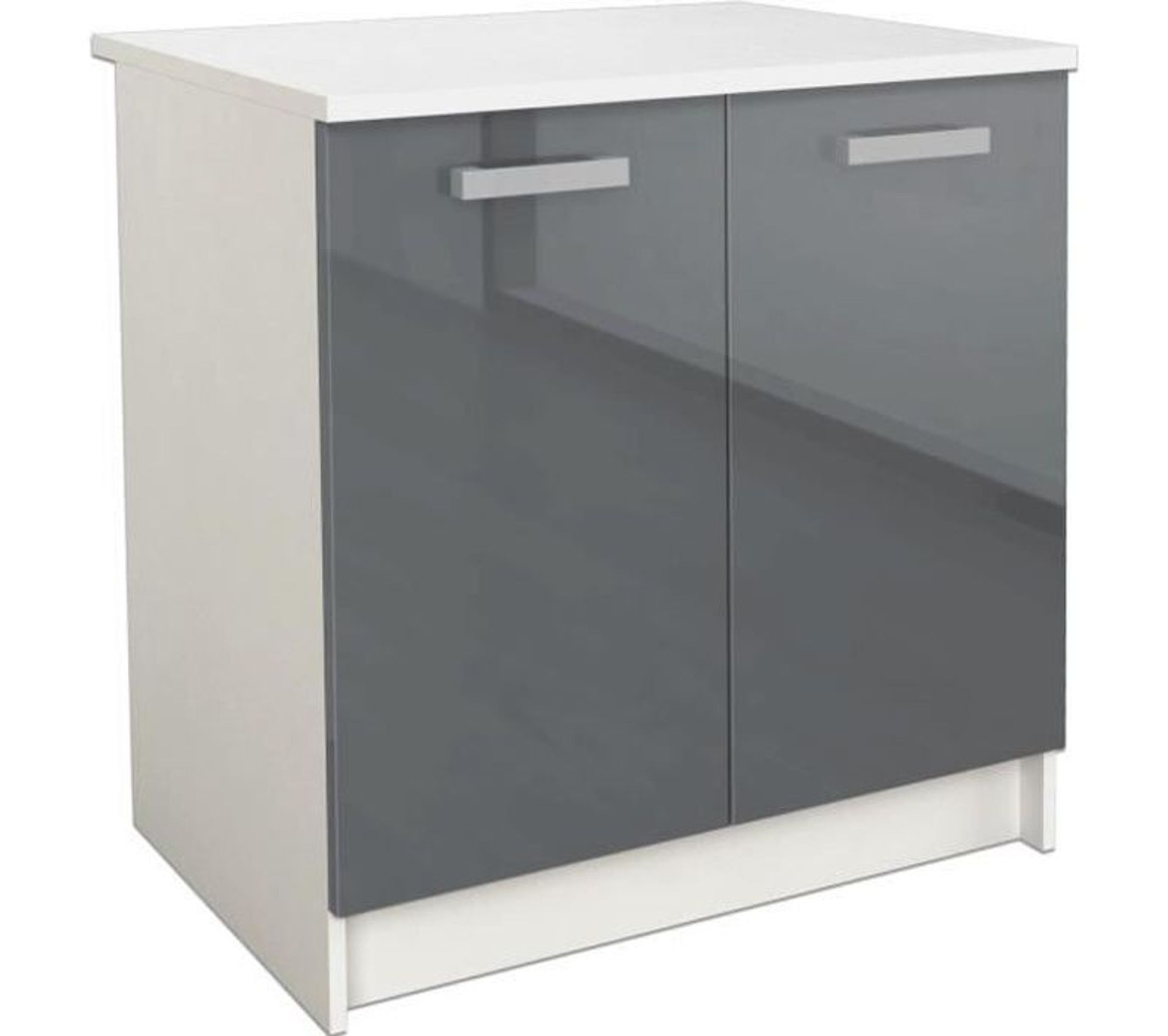 Start Meuble Bas De Cuisine L 80 Cm Gris Brillant Meuble Bas De