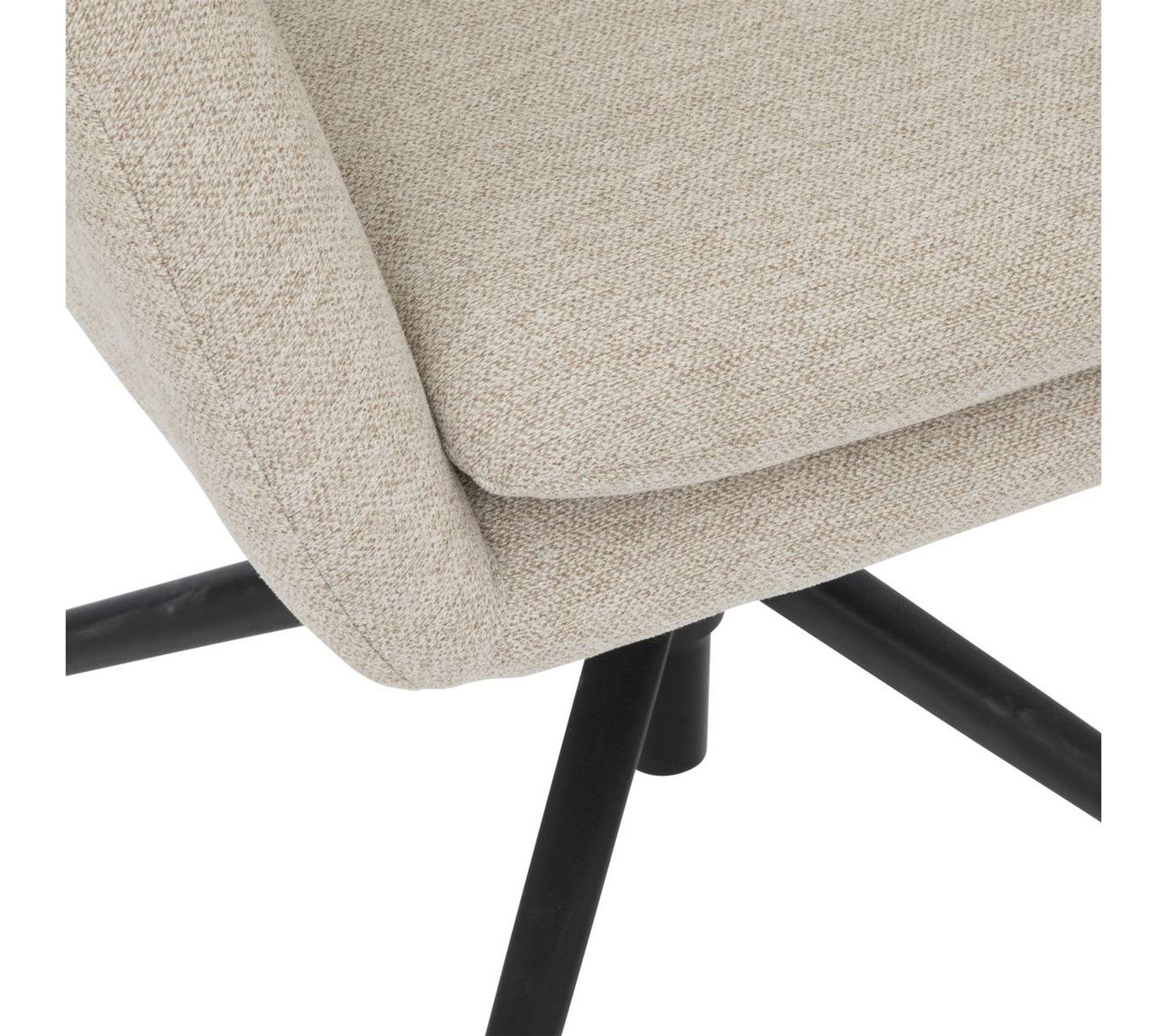 Fauteuil De Bureau Pivotant Tissu Beige Lin Et Pieds En Métal - Chaise ...