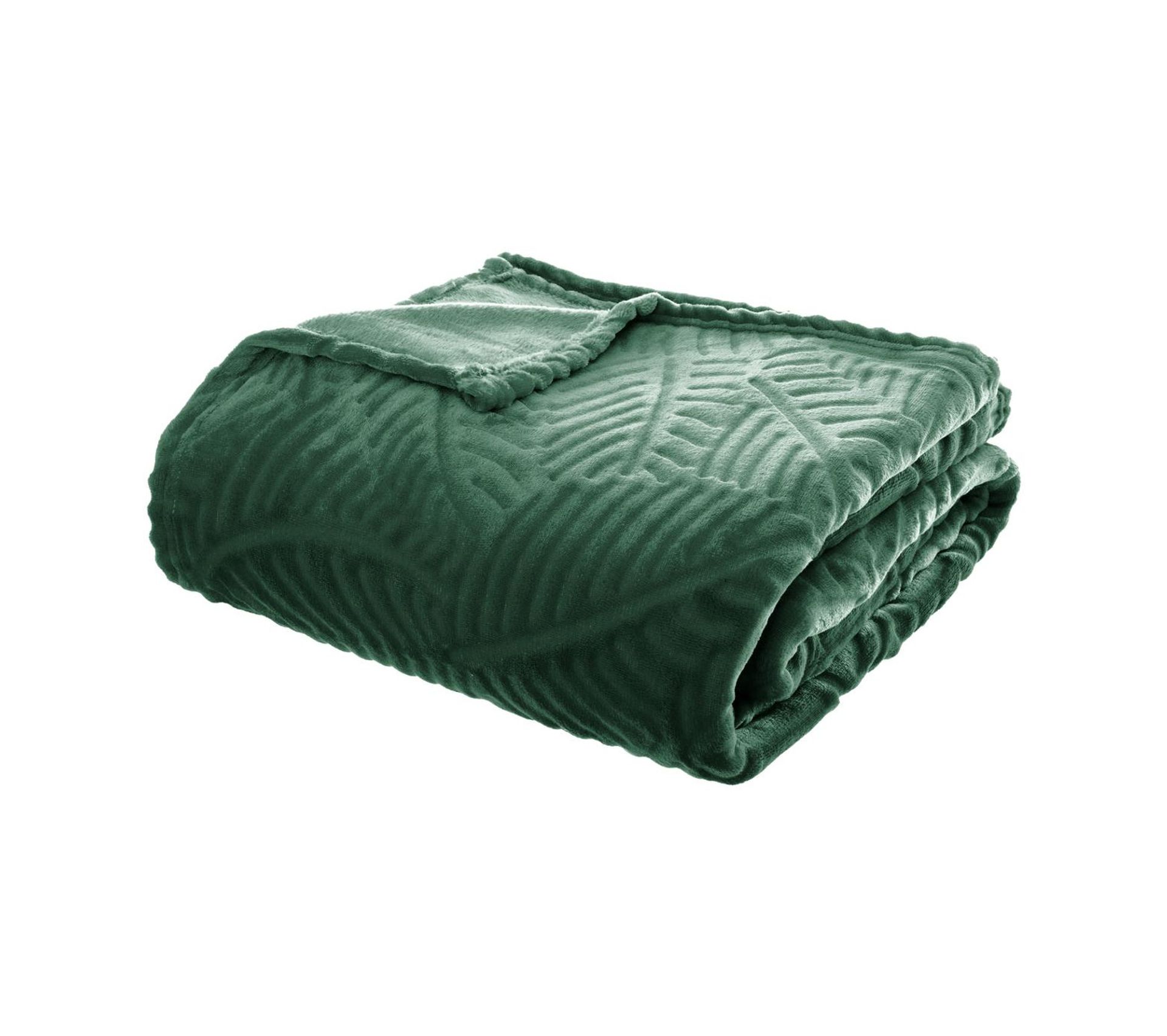 Plaid Vert Motif Feuille En Relief 220x240 Colonial - Plaid BUT