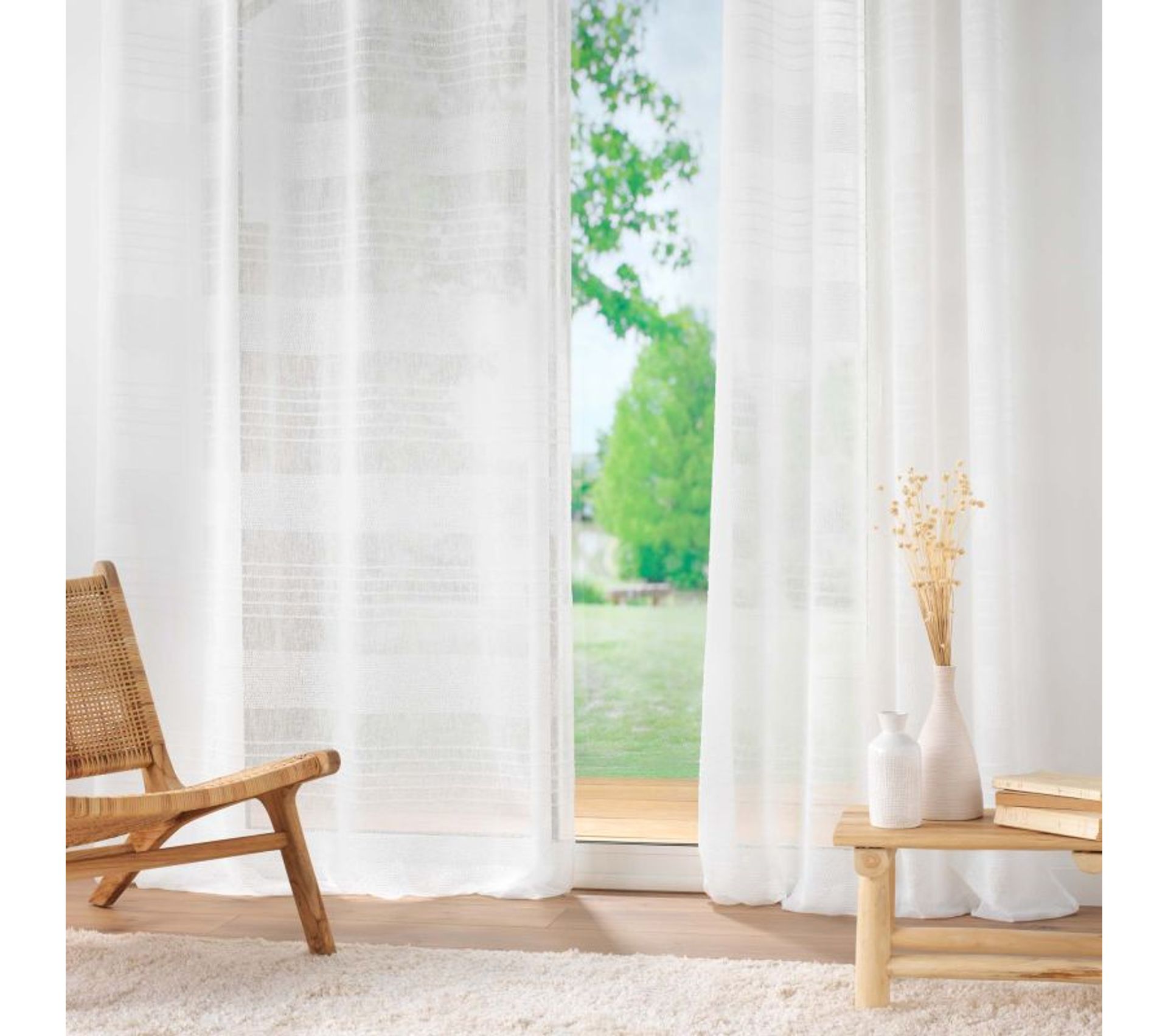 Voilage Grande Hauteur à Oeillets 140 X 280 Cm Effet Lin Tissé Janice ...