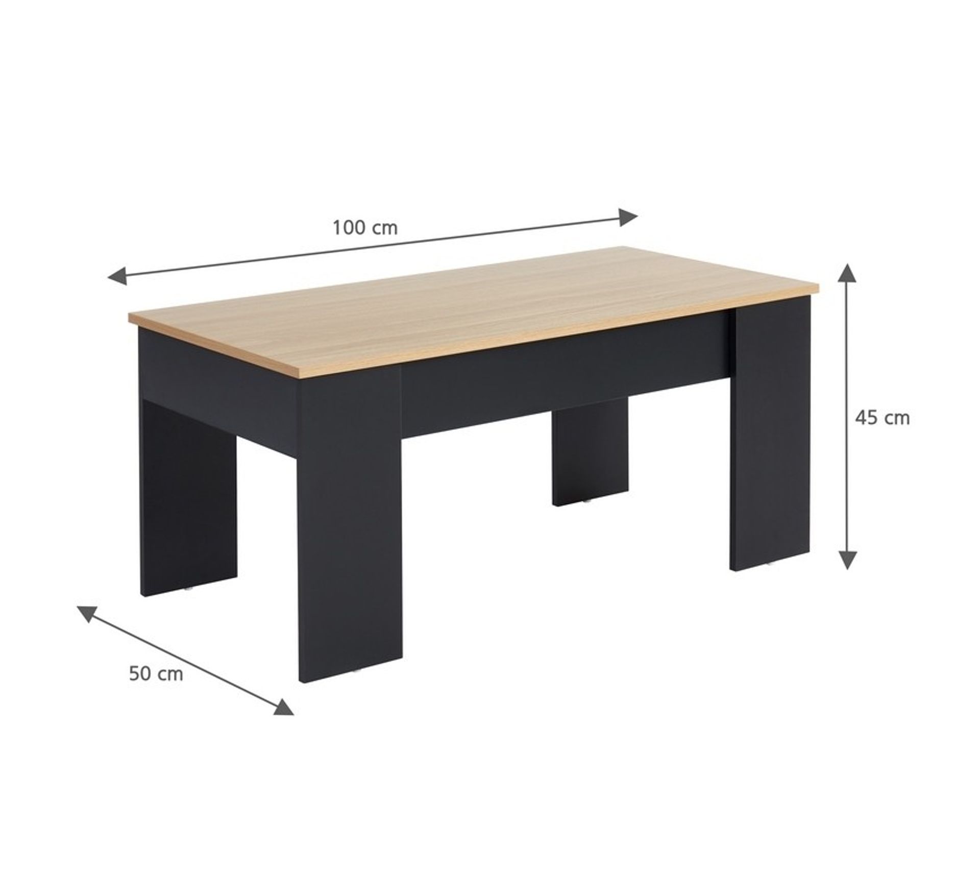 Table Basse Simon Noir Et Effet Chêne Plateau Relevable - Table basse BUT