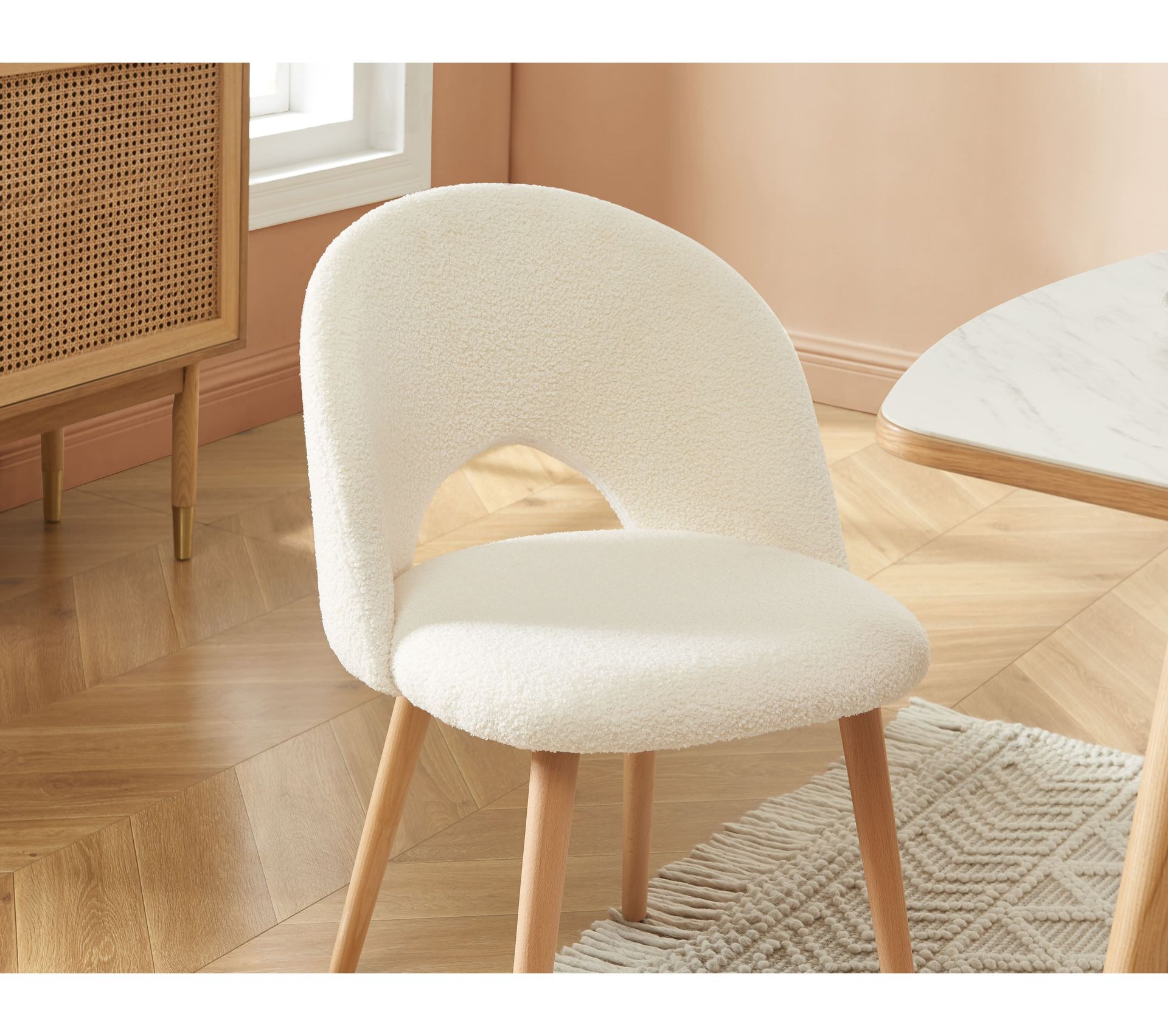 Lot De 2 Chaises Eugenie Bouclette Écru Pieds Hêtre Massif - Chaise BUT