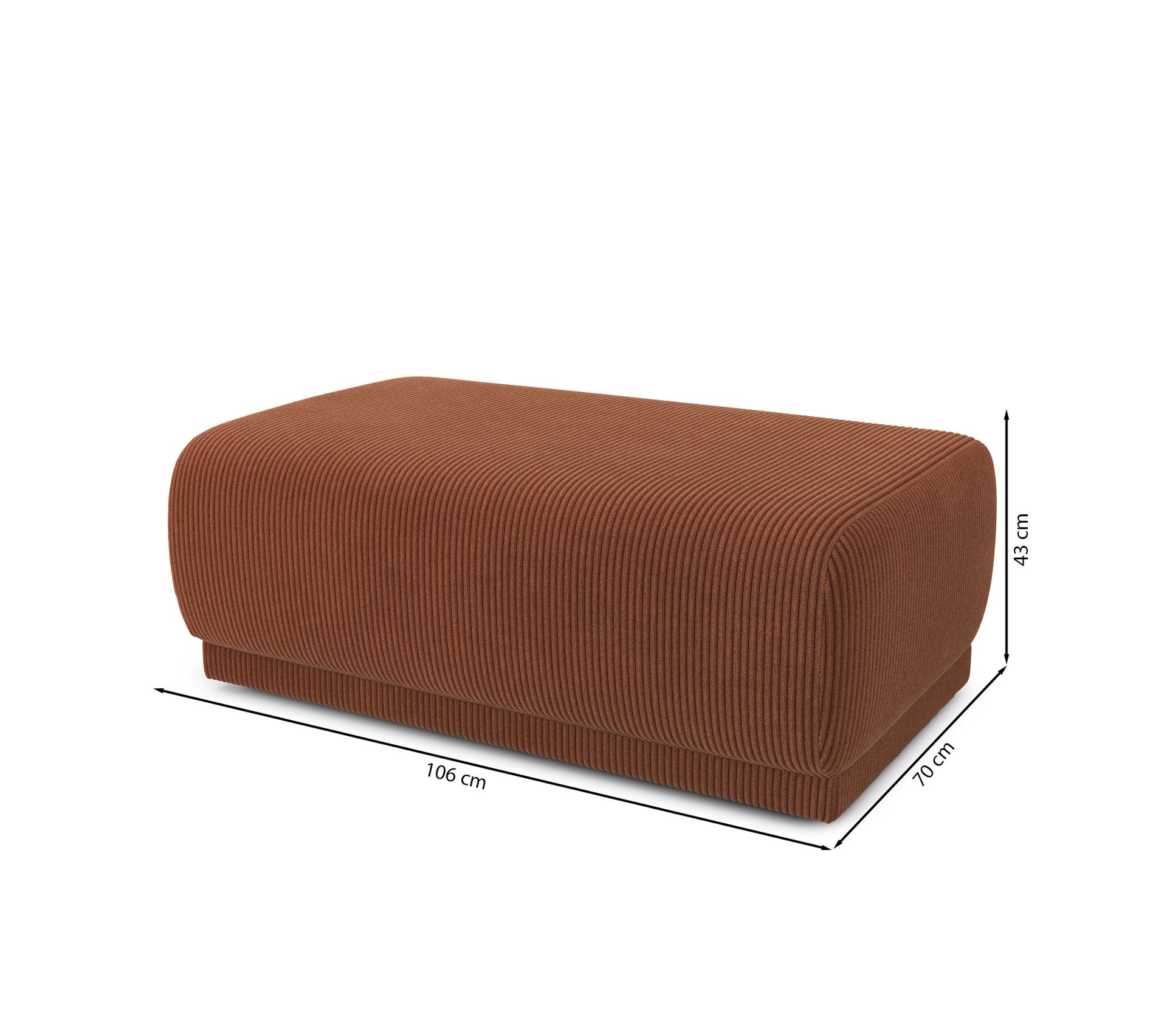 Pouf Nova Velours Côtelé Terracotta 1 Place - Pouf - Poire BUT