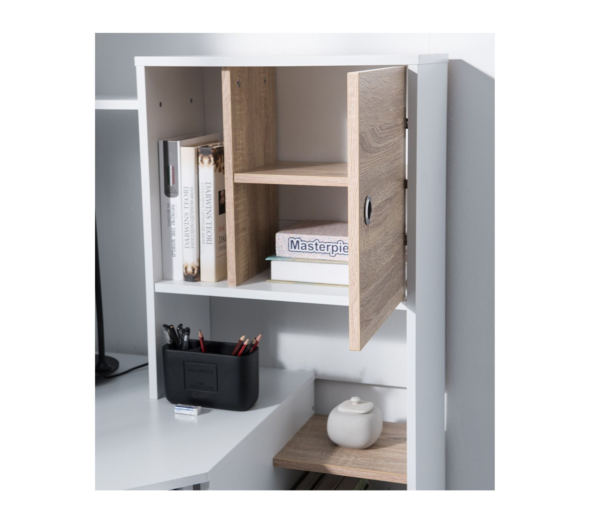 Bureau D'angle Décor Bois Et Blanc - Delta - Bureau - Secrétaire BUT