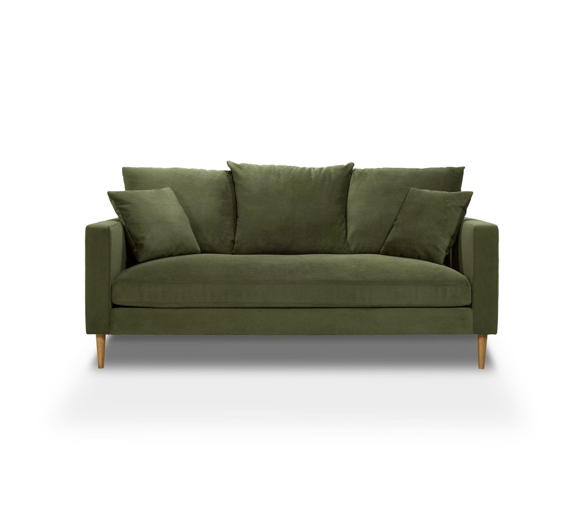 Canapé 3 Places En Velours Côtelé Vert - Carla - Canapé BUT