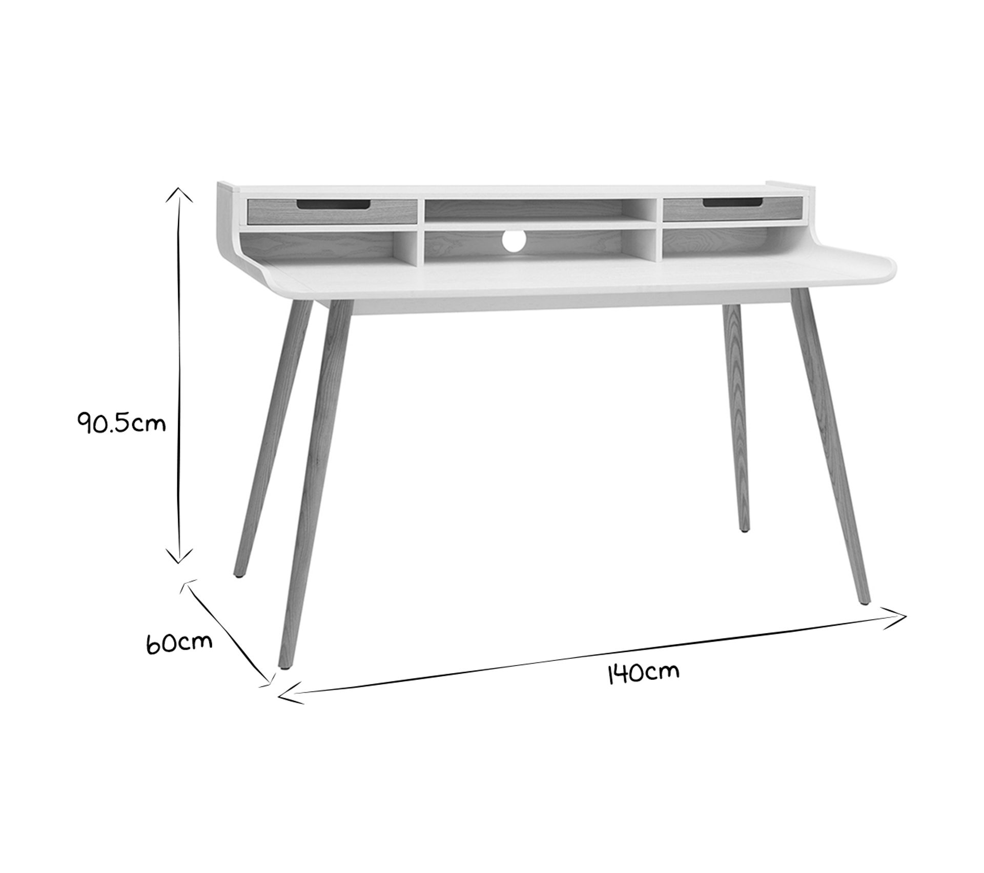 Bureau Avec Rangements Scandinave Blanc Et Bois Clair L140 Cm Opus ...