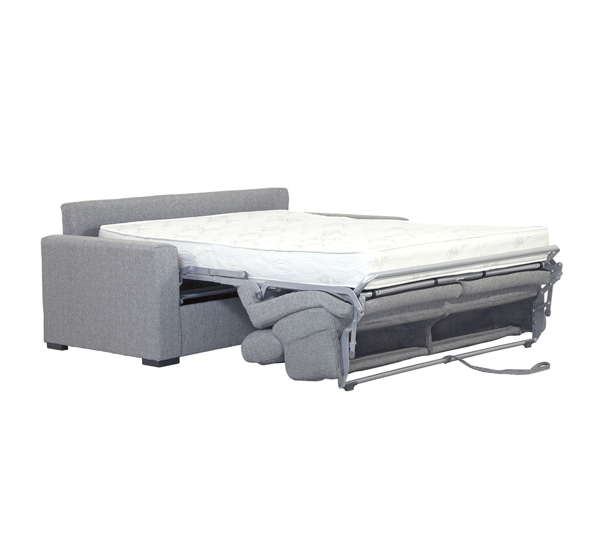 Canapé Convertible Avec Têtières Ajustables 3 Places En Tissu Gris Clair Avec Matelas 18 Cm Noro ...