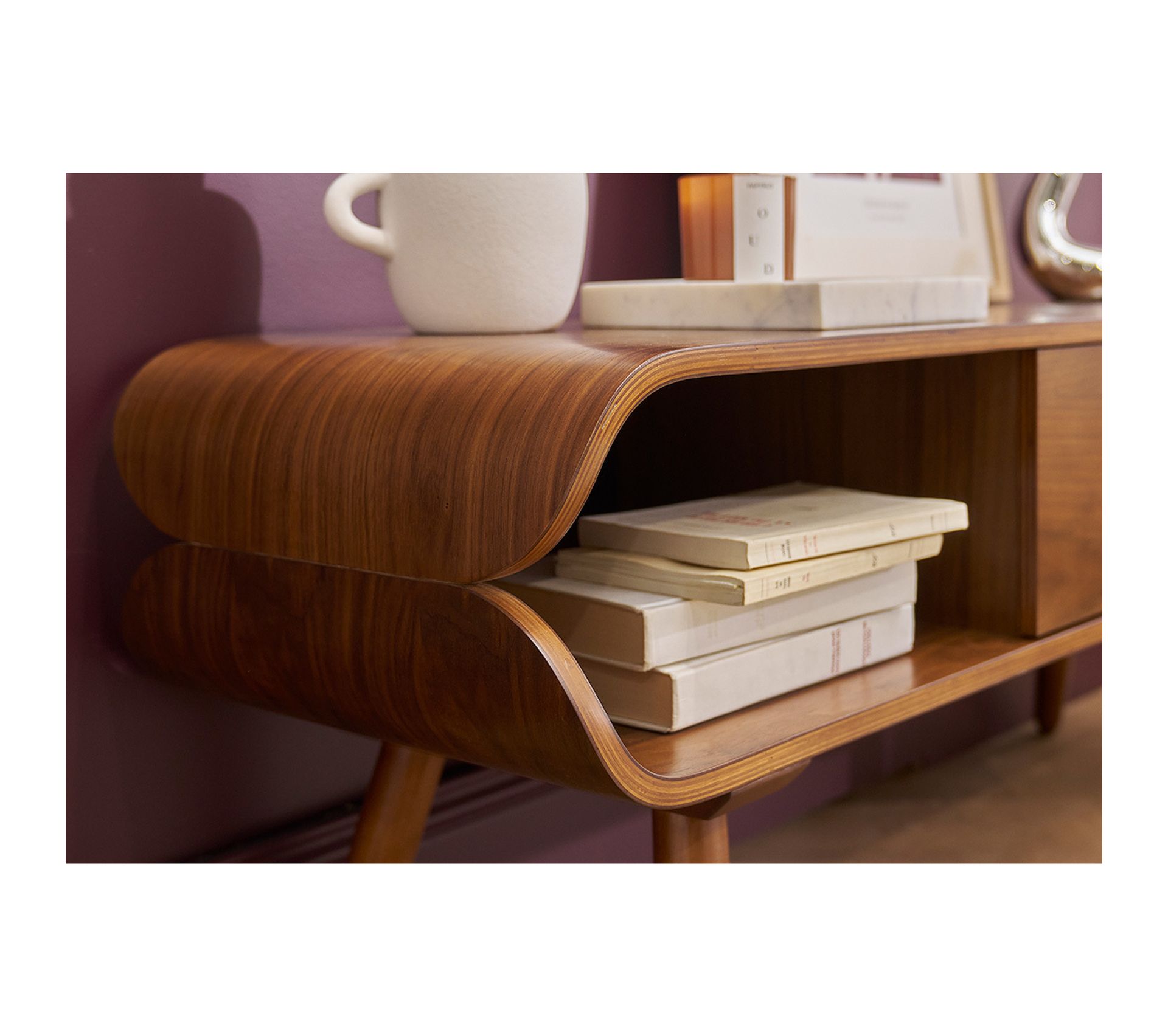 Meuble TV Vintage En Bois Foncé Avec Rangements L132 Cm Takla - Meuble TV BUT