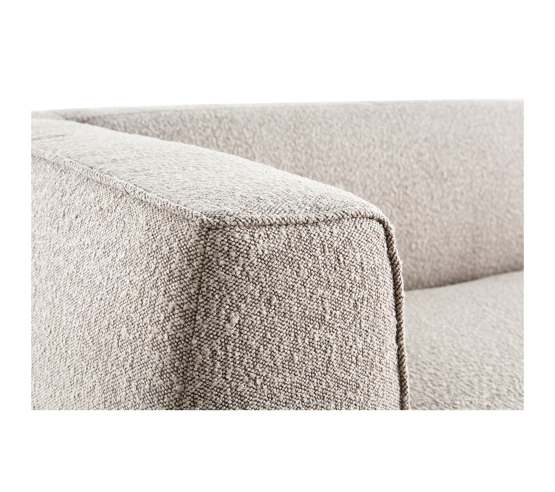 Canapé Scandinave 3-4 Places En Tissu Effet Laine Bouclée Taupe Et Bois ...