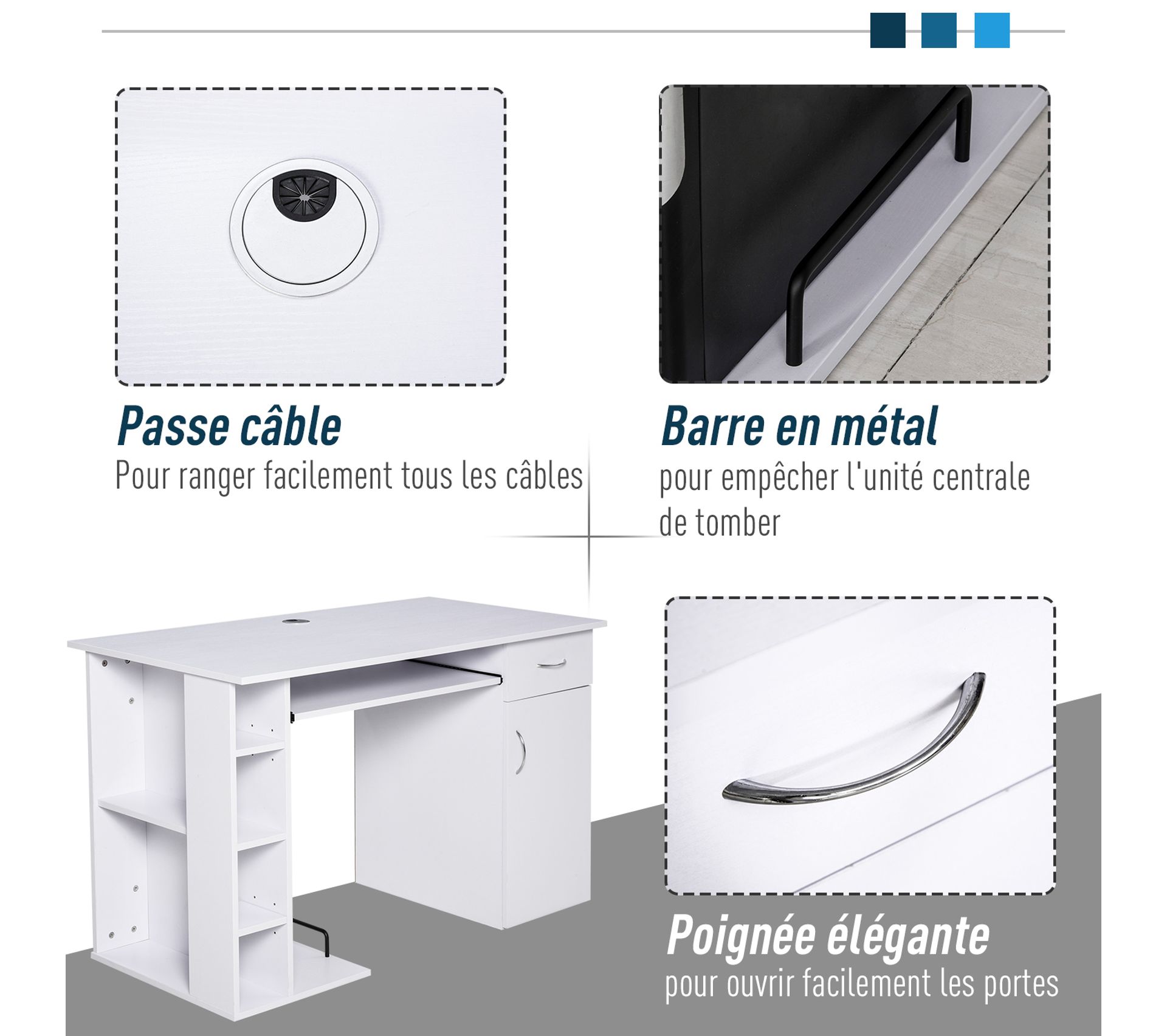 Bureau Informatique Design Multi-rangements - Bureau - Secrétaire BUT