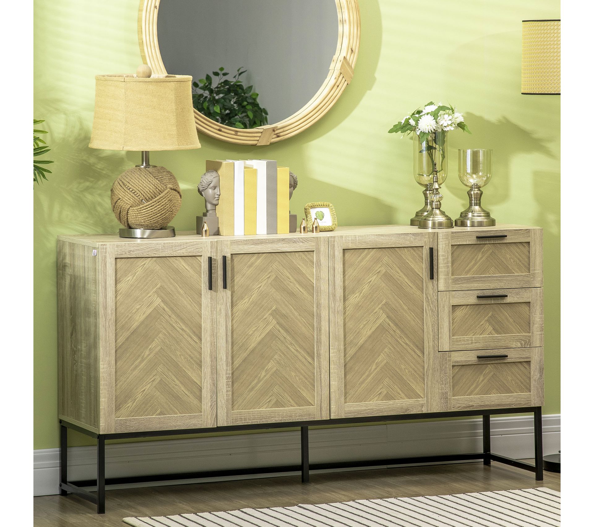 Buffet Meuble De Rangement Motif Chevron - Buffet BUT