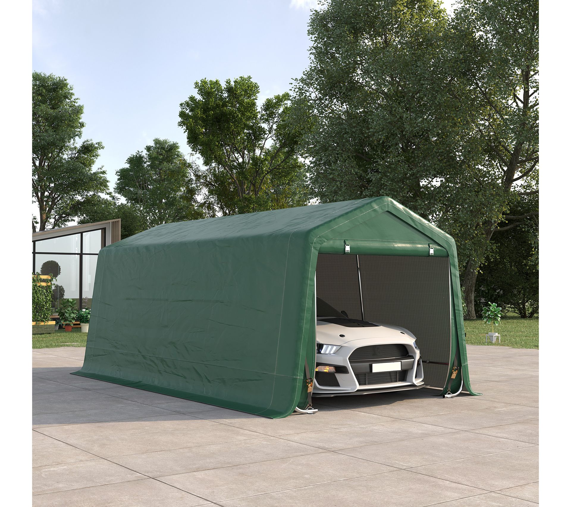 Tente Garage Carport Acier Galvanisé Pe Haute Densité Vert - Toute l ...