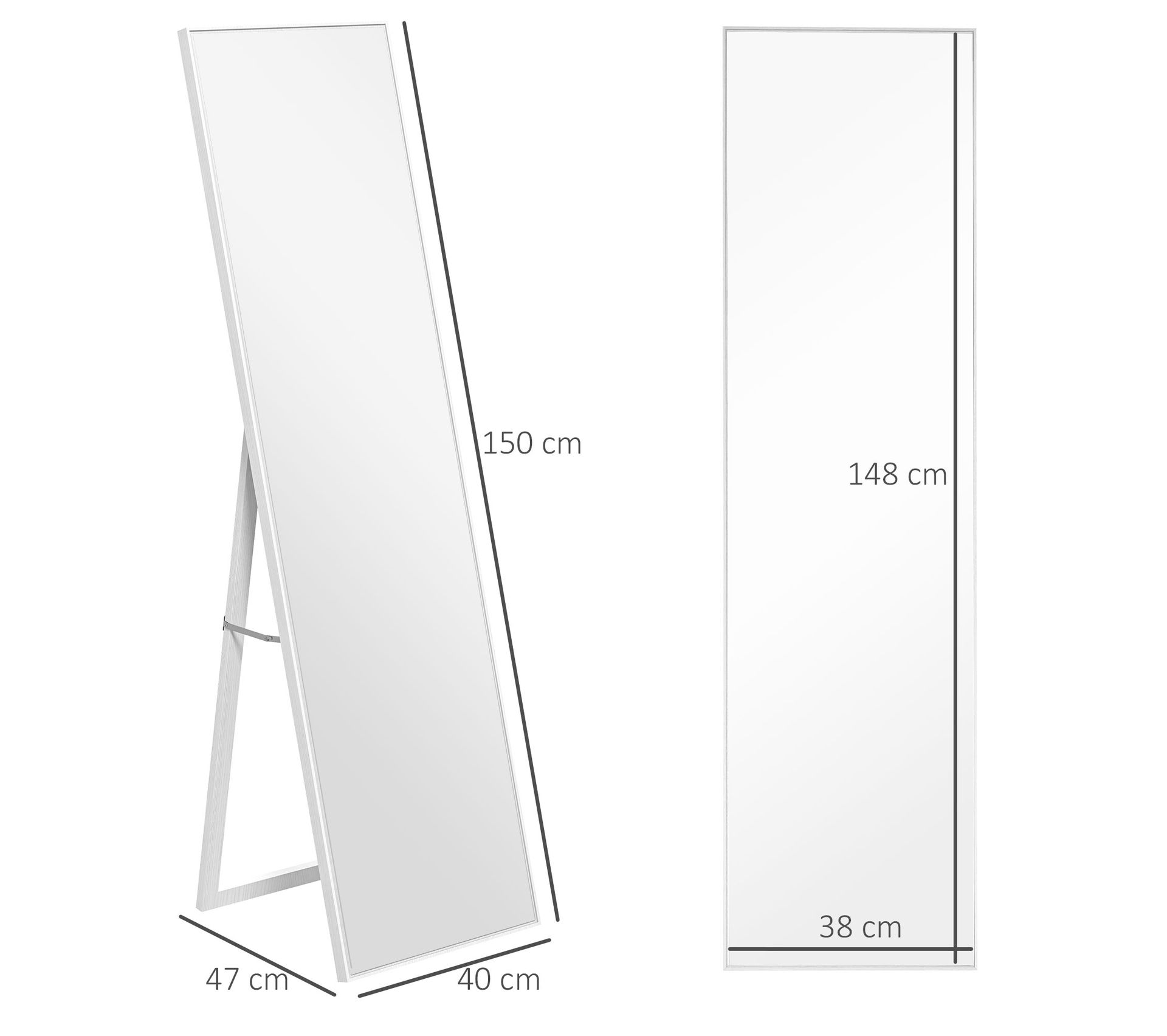 Miroir Sur Pied Rectangulaire Dim. 147h X 35l Cm Aspect Bois - Psyché BUT