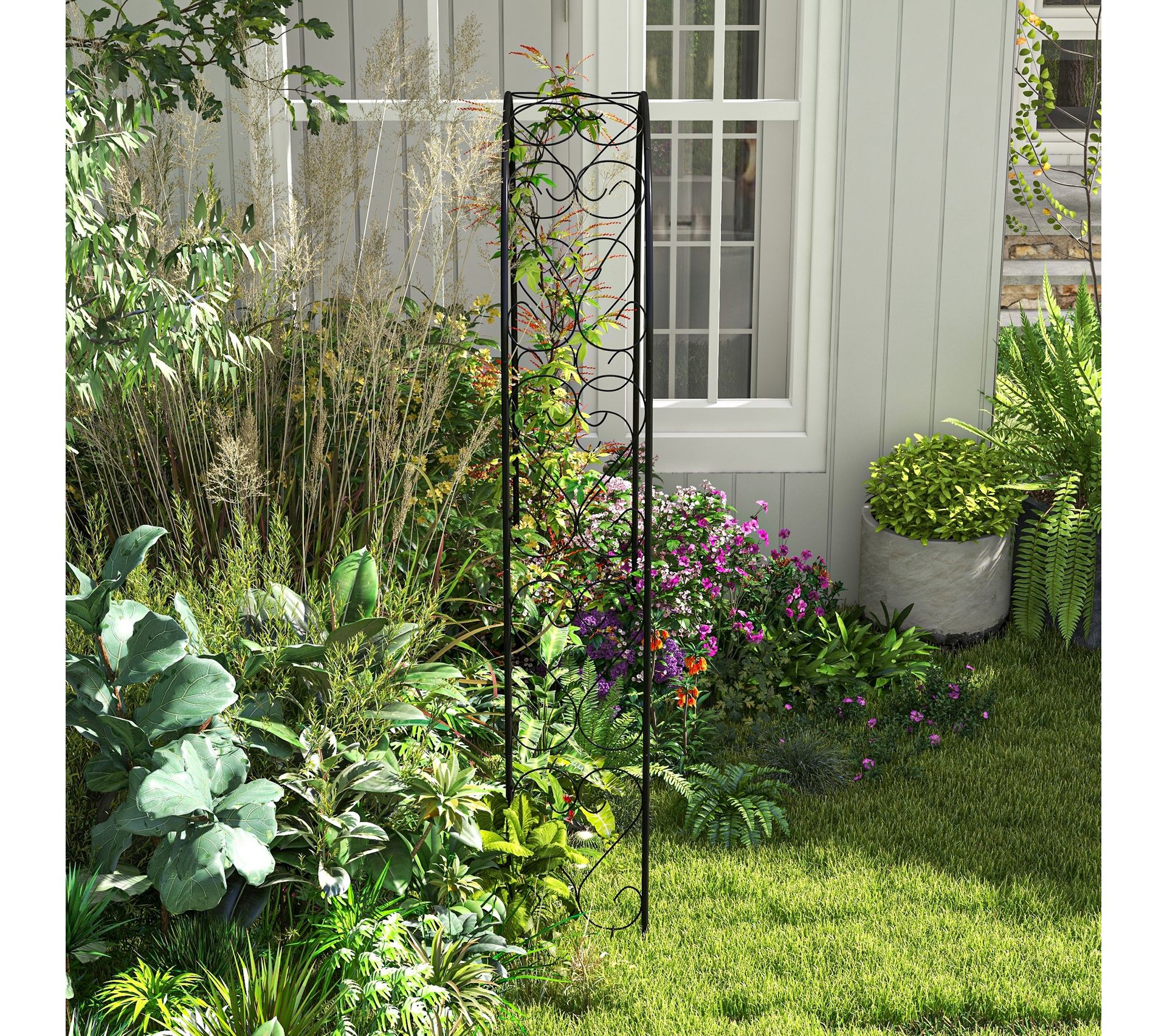 Arche De Jardin Arche à Rosiers Style Fer Forgé Acier Époxy Noir ...