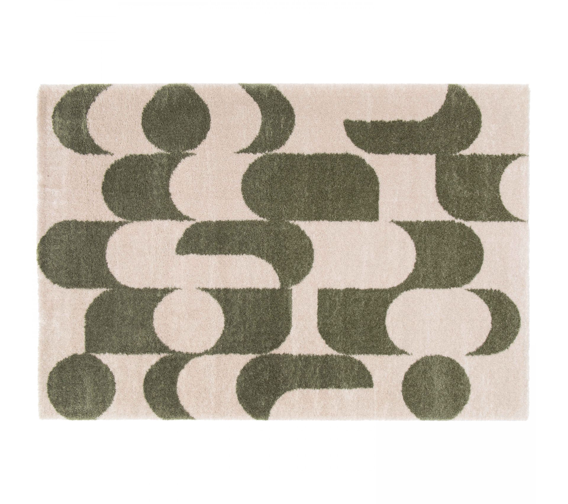 Tapis Rectangulaire Motif Seventies Écru Et Vert 120 X 170 Cm - Tapis ...