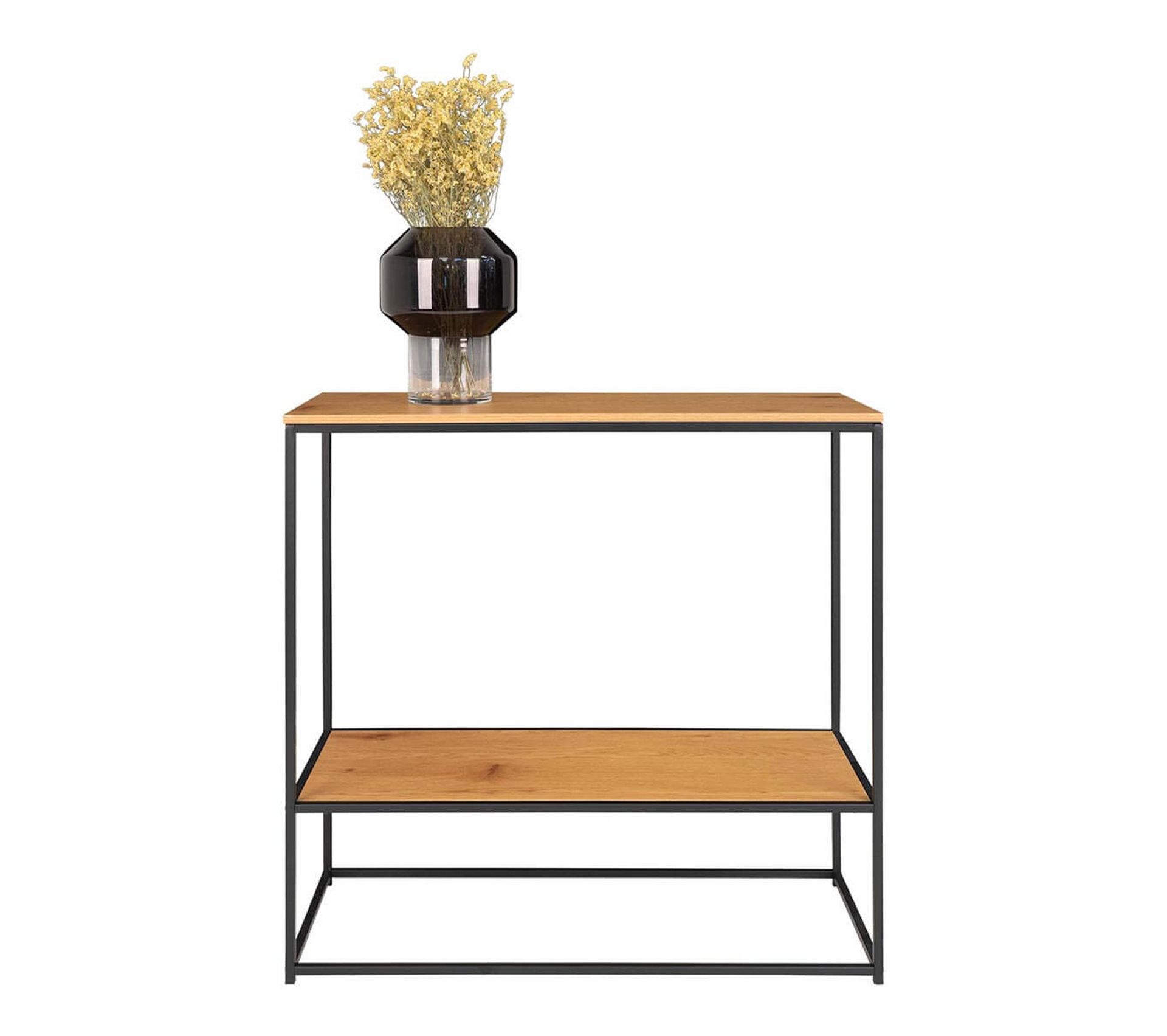 Console Acier Noir Et Plateau Bois Naturel - Vollrad - Table console BUT