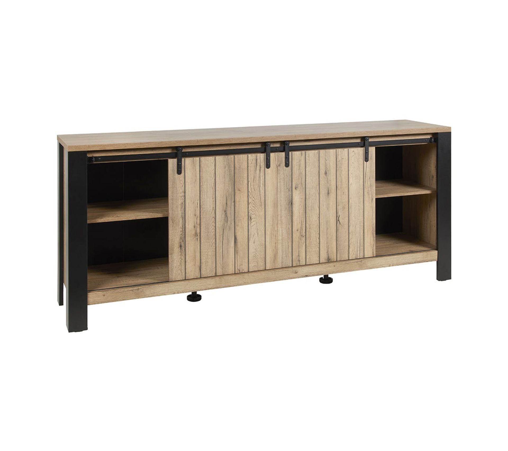 Ensemble Buffet Et Table 200cm Aspect Bois Piètement X Métal Noir ...