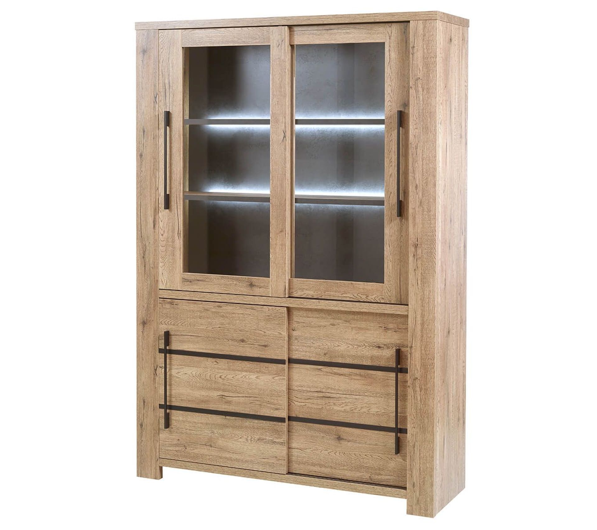 Ensemble Buffet + Vitrine + Table 200cm Aspect Bois - Nilla - Salle à ...