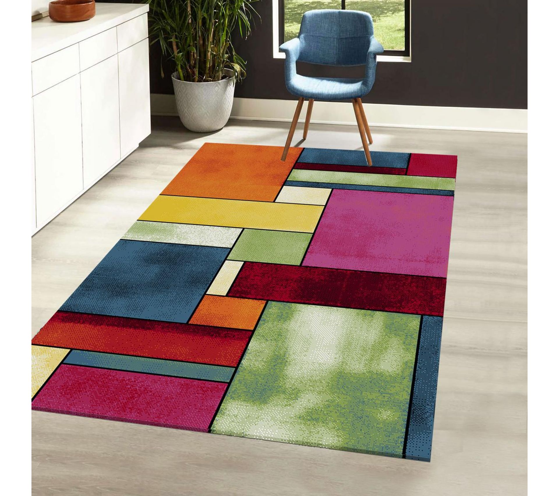 60x110 Tapis Design Et Moderne Rectangulaire Brillance Geometrique ...