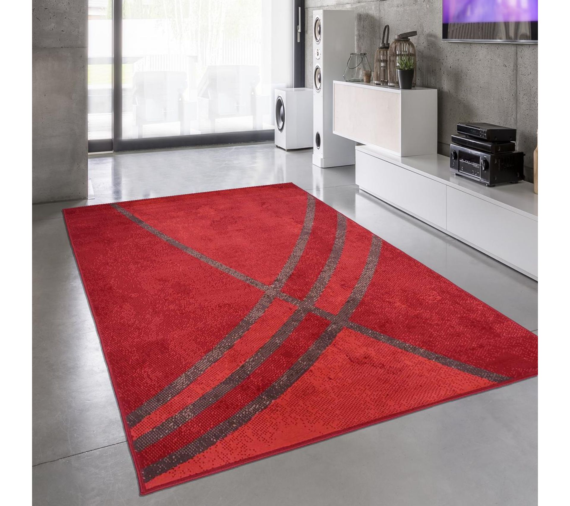Tapis Moderne Rectangulaire Bc Line 60x110 Rouge - Tapis salon et ...