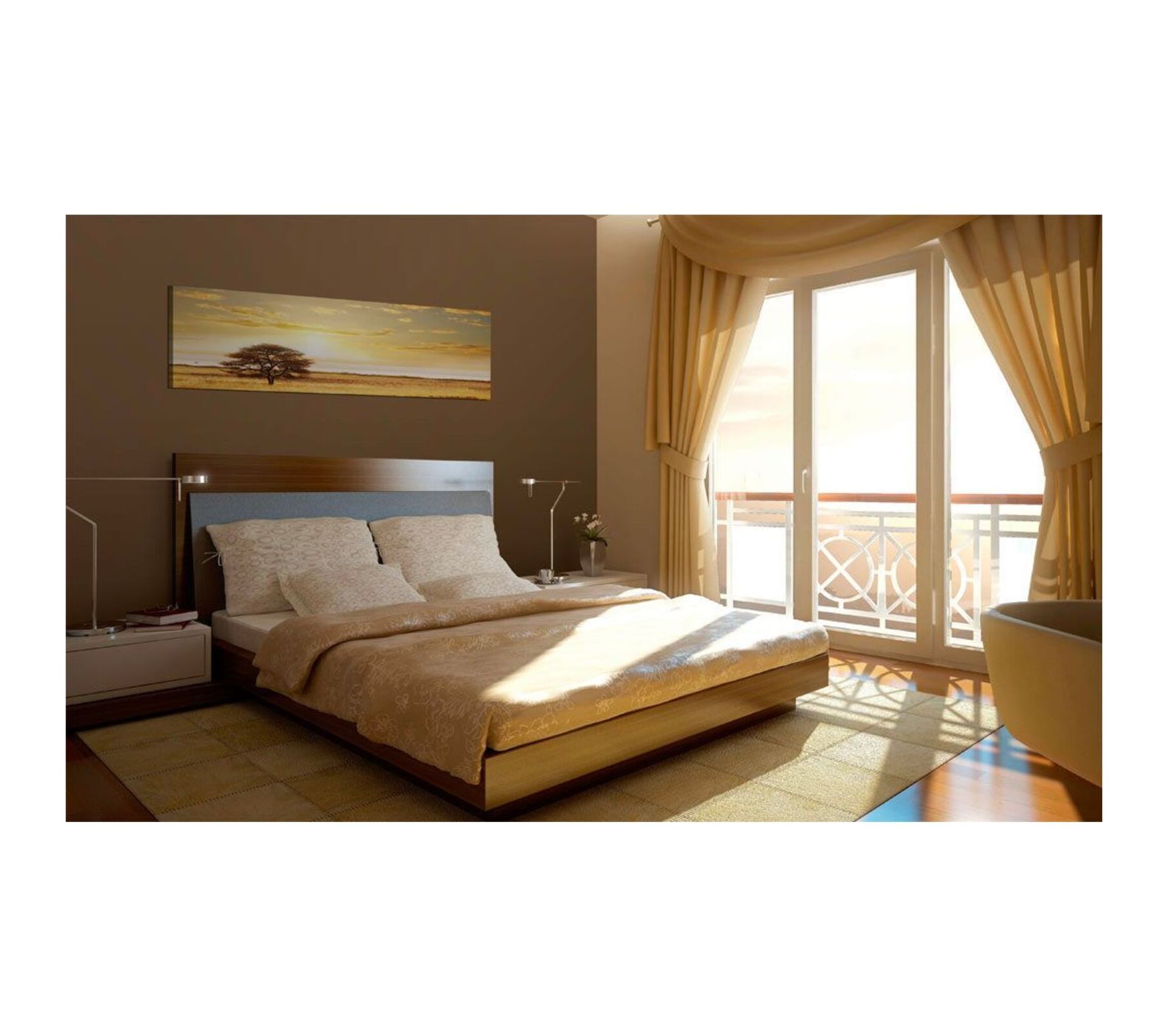 Tableau Arbre Solitaire Sur La Savane 120 X 40 Cm Beige - Tableau - Toile BUT