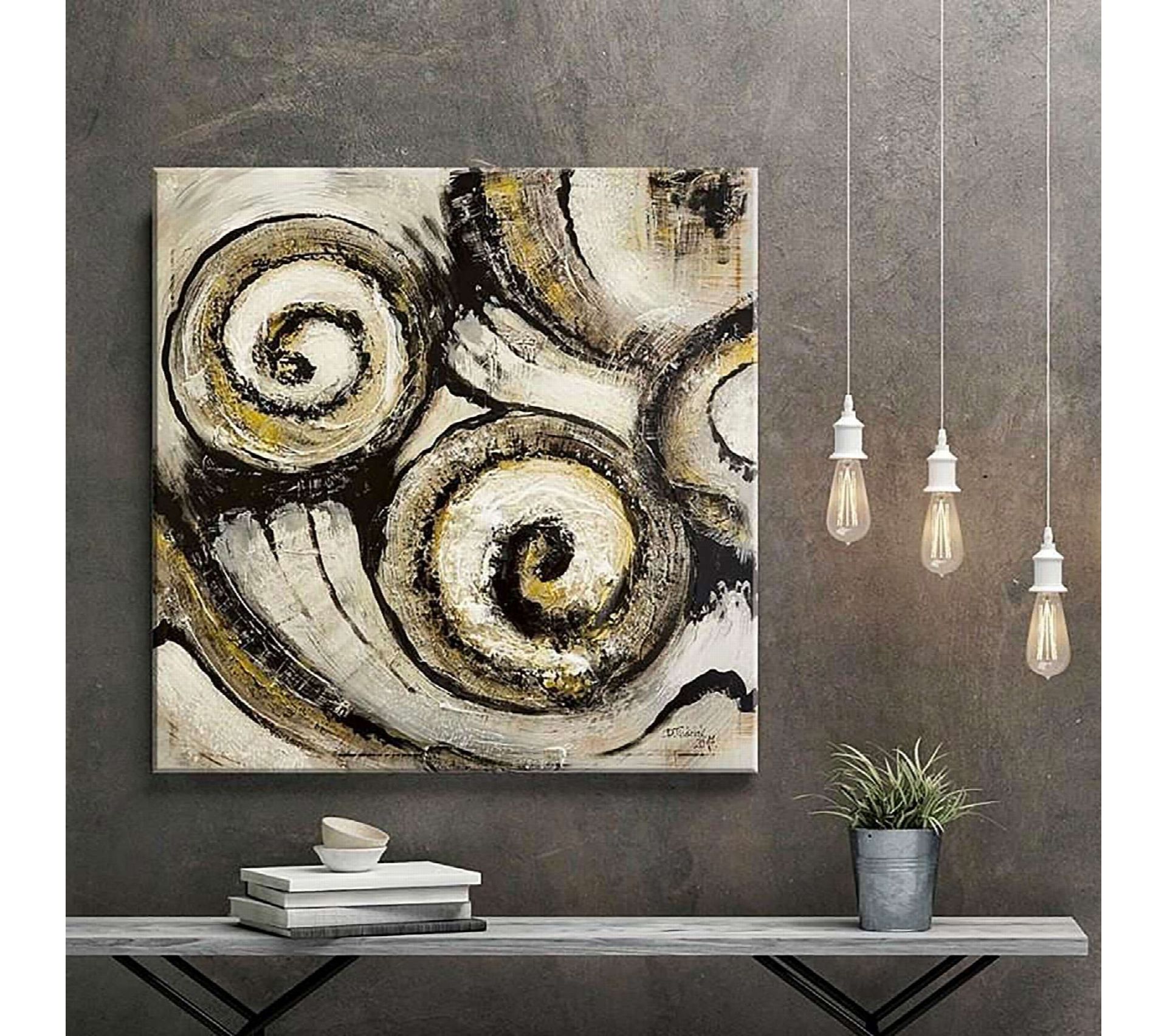 Tableau 69 Abstraction 80 X 80 Cm Beige - Tableau - Toile BUT